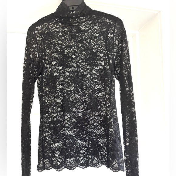 mts | Tops | Mts Black Lace Long Sleeve Blouse | Poshmark